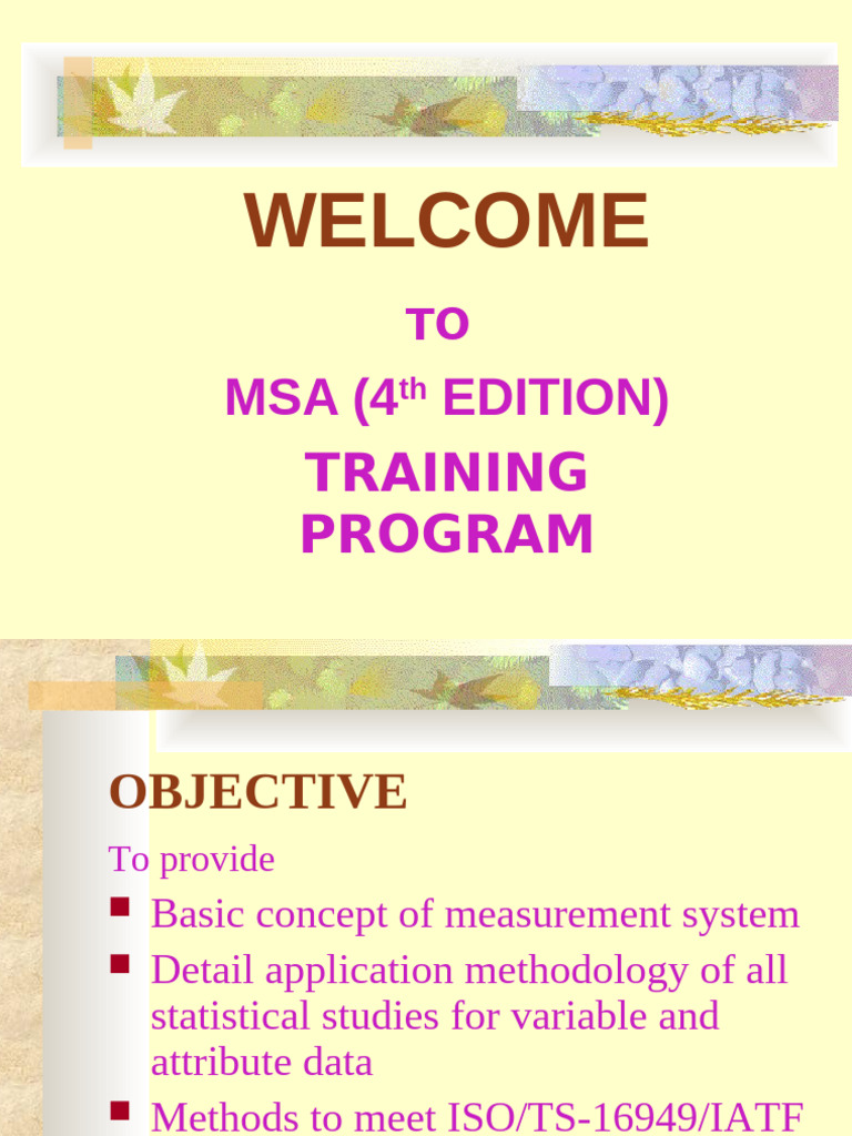 MSA 4th Edition Training Overview | PDF | Statistics | Accuracy And ...