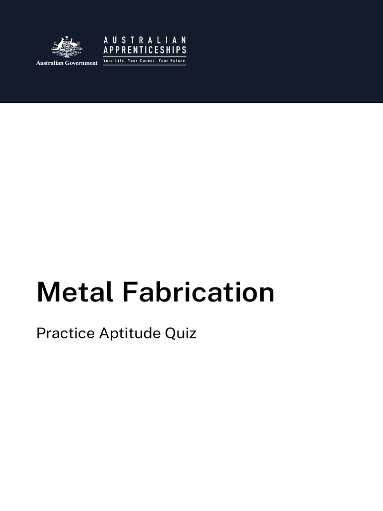 Metal Fabrication Apprenticeship Quiz | PDF