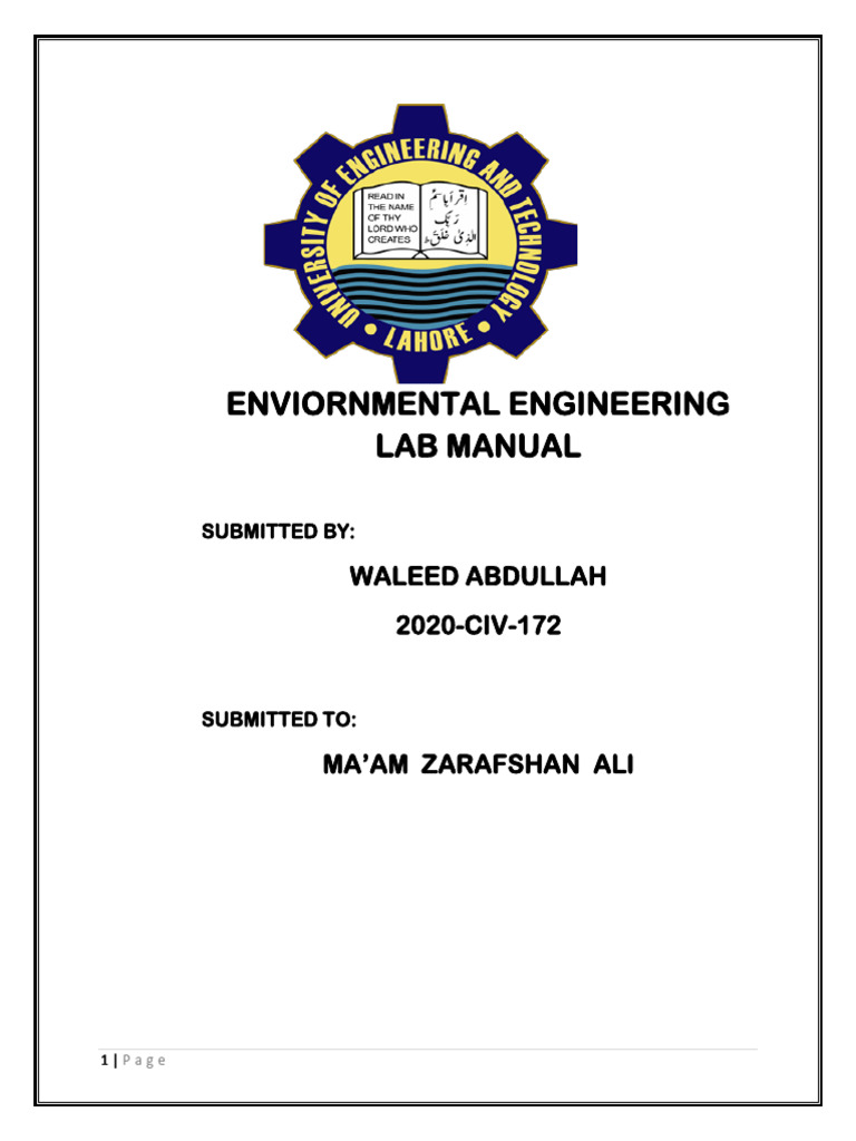 Environmental Engineering Lab Manual | PDF | Ph | Chemical Substances