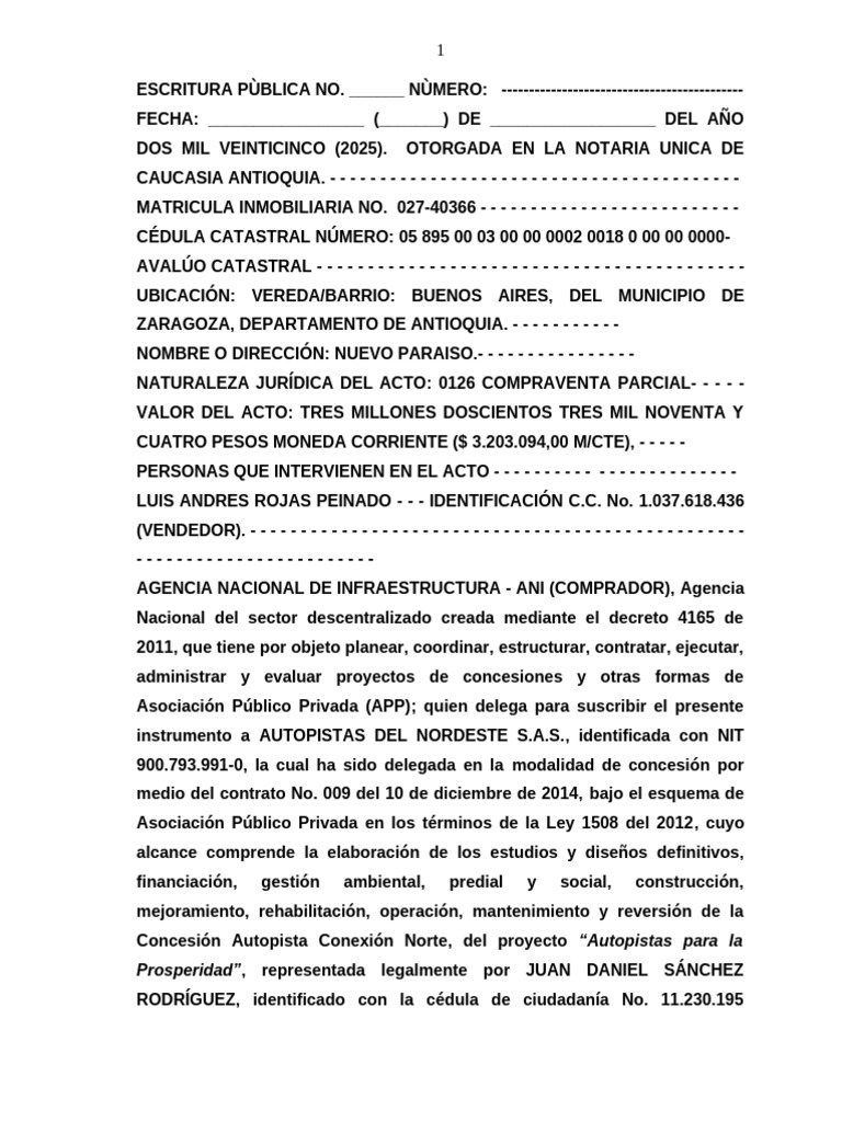 Escritura Pùblica Predio Acn-02-0042a | PDF | Asociación público-privada | Impuestos