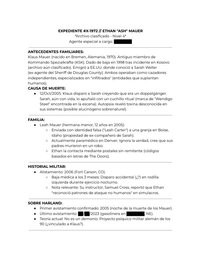 Expediente #X-1972 - Ethan - Ash - Mauer | PDF