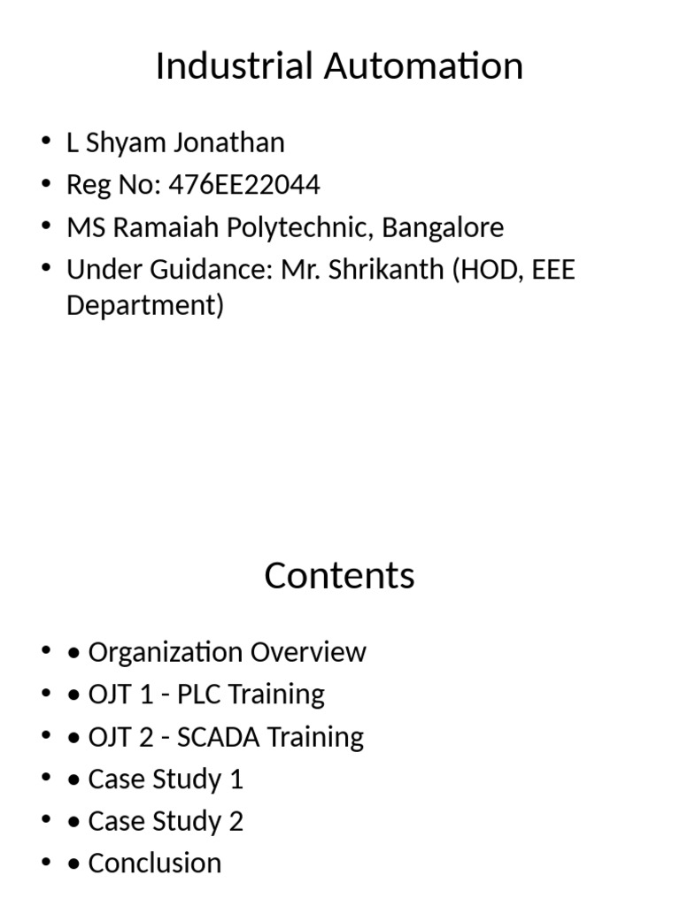 Industrial Automation Training Overview | PDF