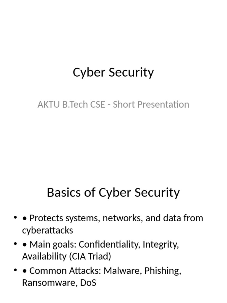 Cyber Security Presentation AKTU | PDF