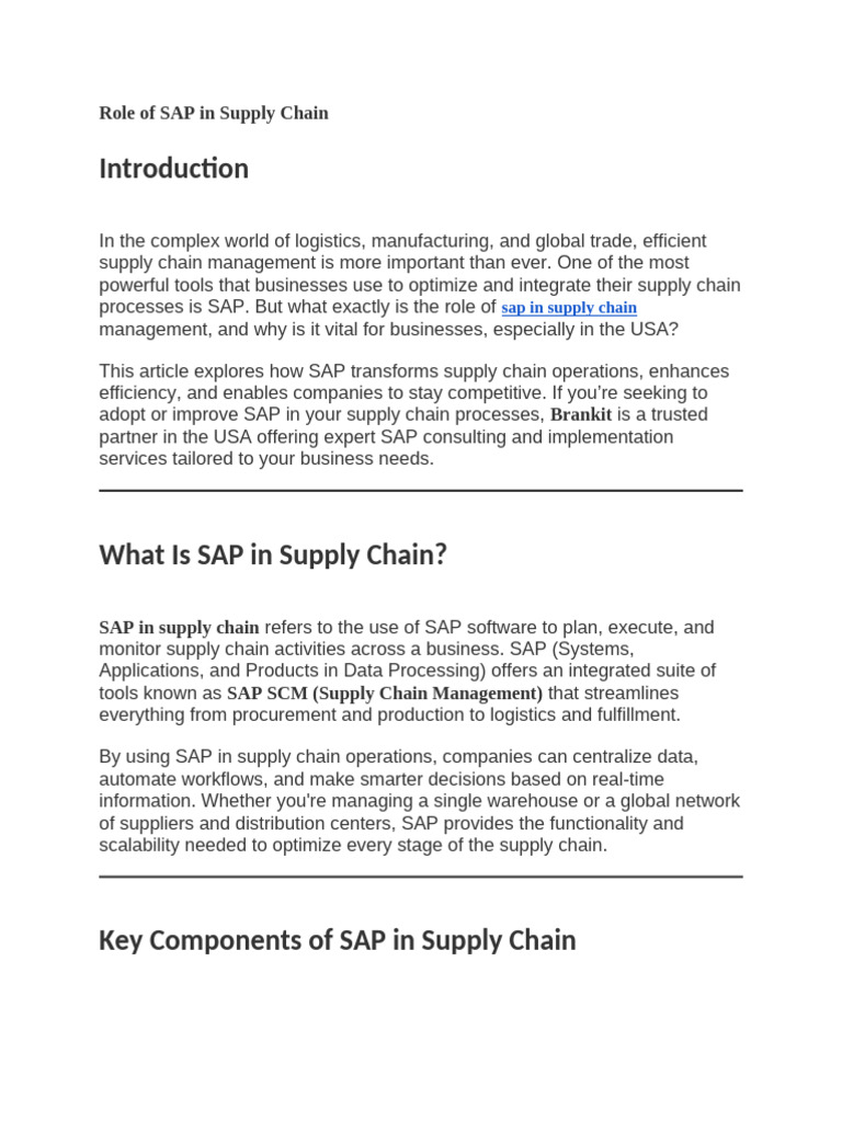 SAP's Role in Supply Chain Efficiency | PDF | Supply Chain | Supply ...