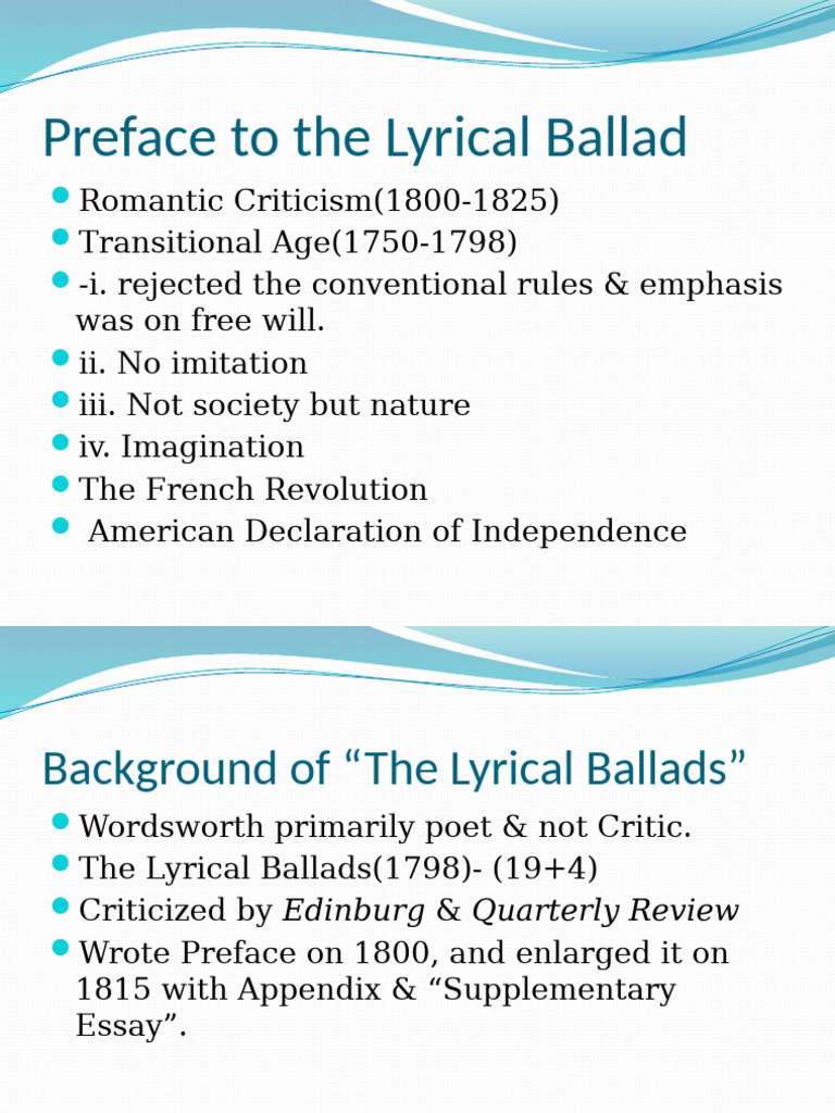 BCC2Preface To The Lyrical Ballad | PDF | Poetry | Metre (Poetry)
