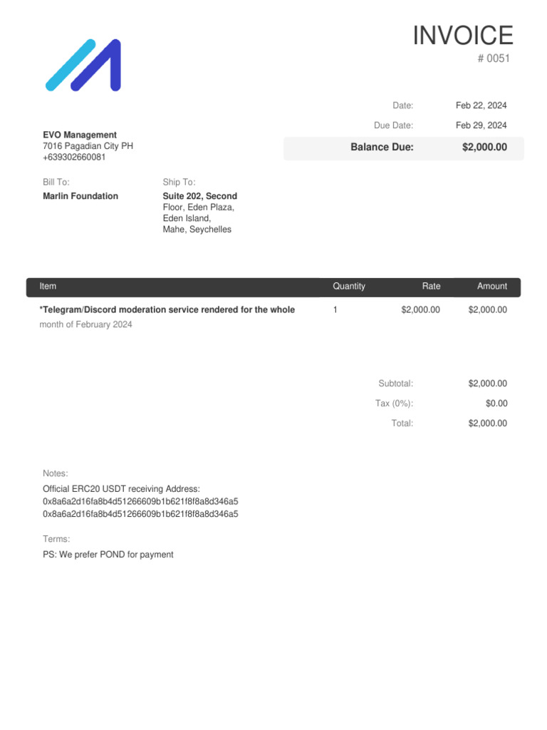 Invoice # 0051 | PDF