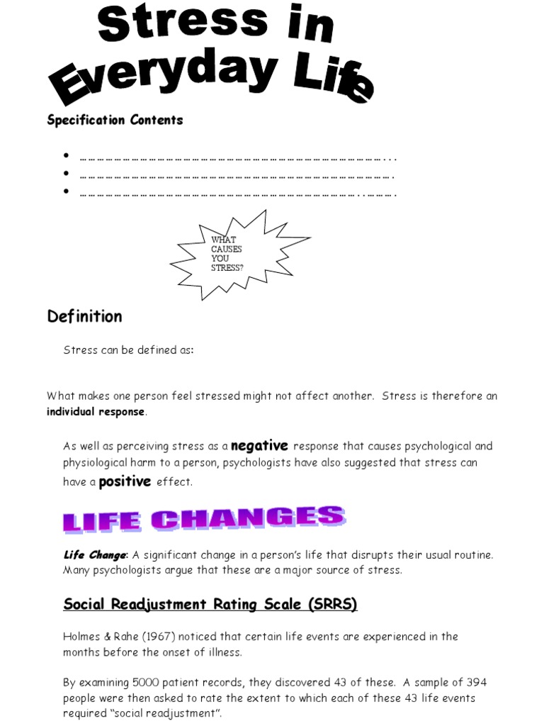 Sources of Stress Booklet - STUDENT Phil | PDF | Stress (Biology ...