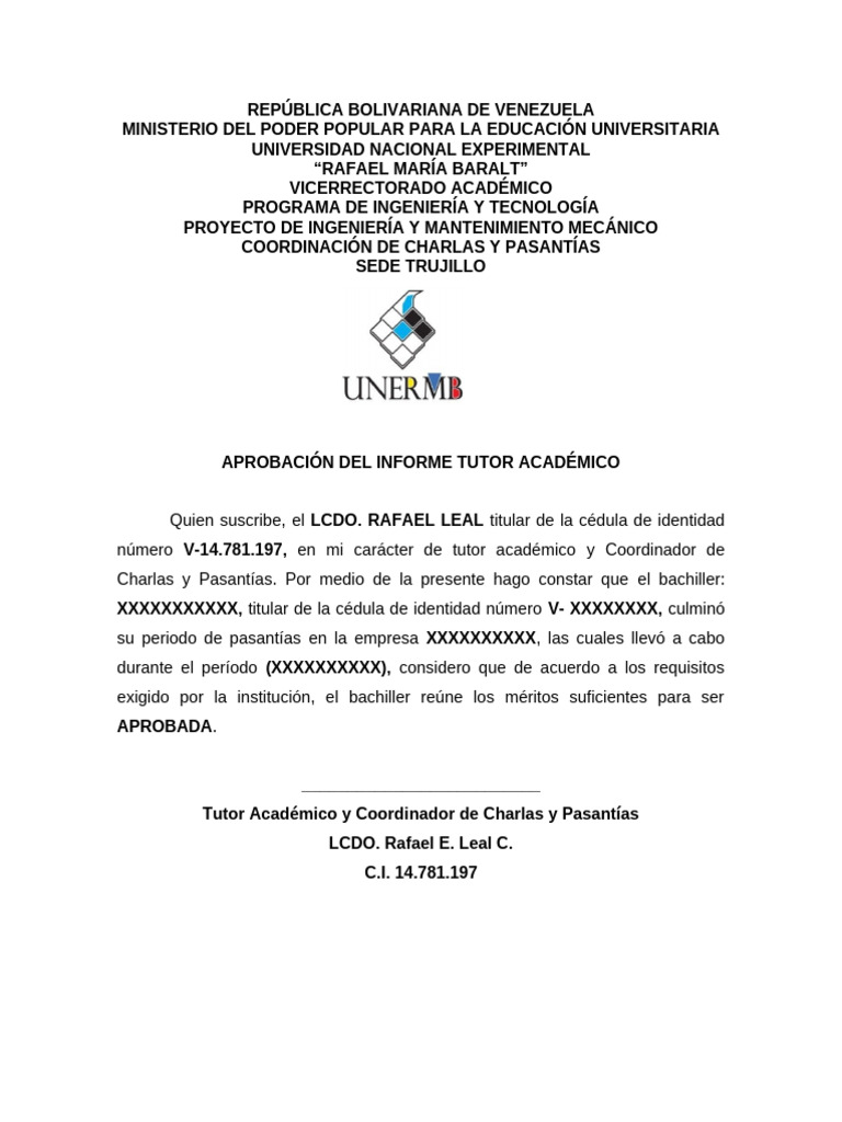 Aprobación Del Informe Tutor Académico | PDF