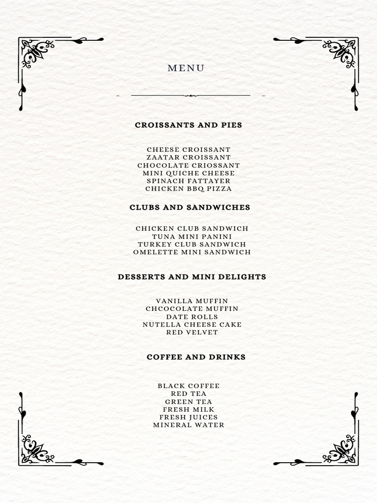 Coffee Break Menu | PDF