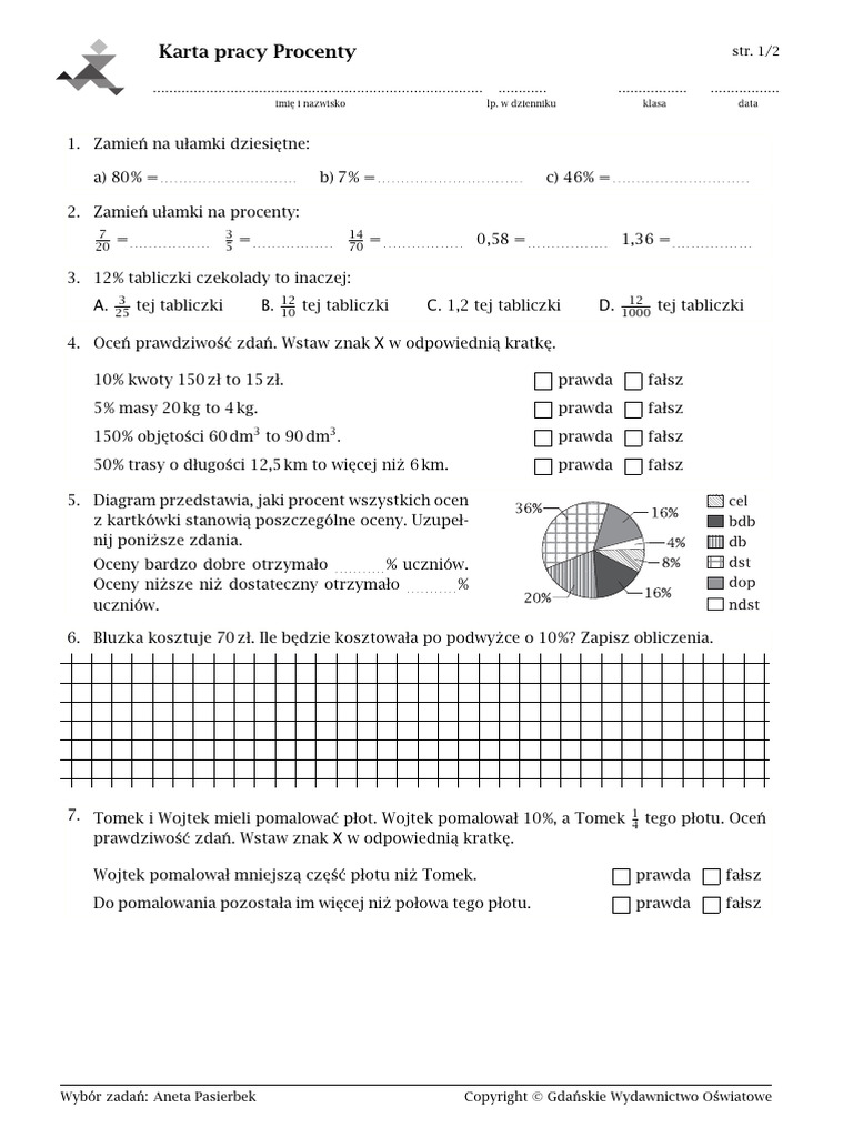 Karta Pracy PROCENTY | PDF