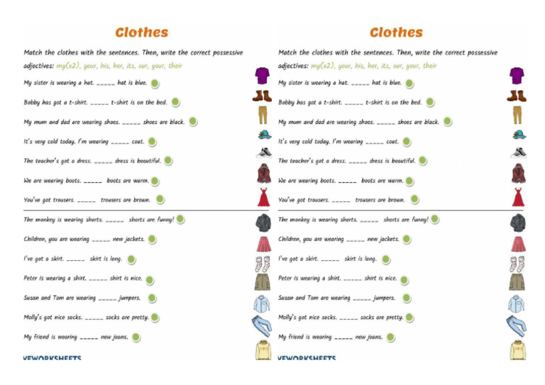 Clothes - Possessive Adjectives | PDF