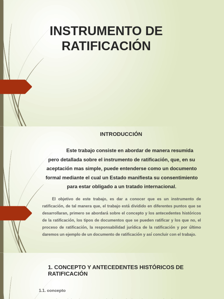 Instrumento de Ratificación: Conceptos Clave | PDF | Tratado ...