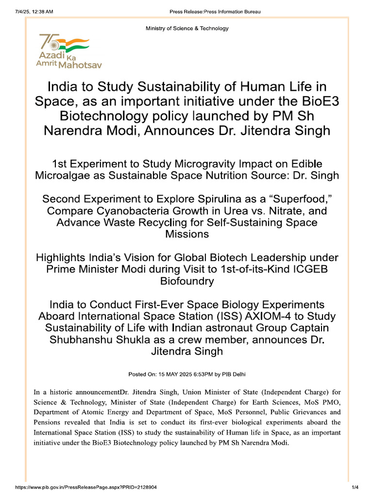 Human Life in Space | PDF