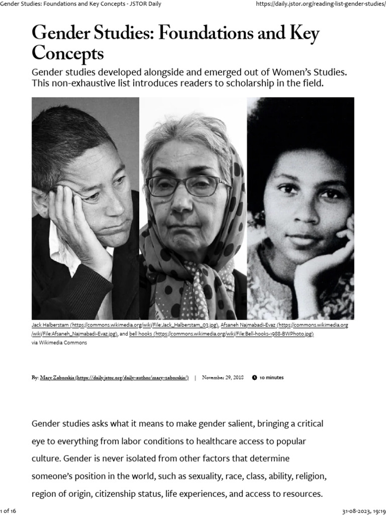 Gender Studies Foundations, Key Concepts | PDF | Gender | Gender Studies