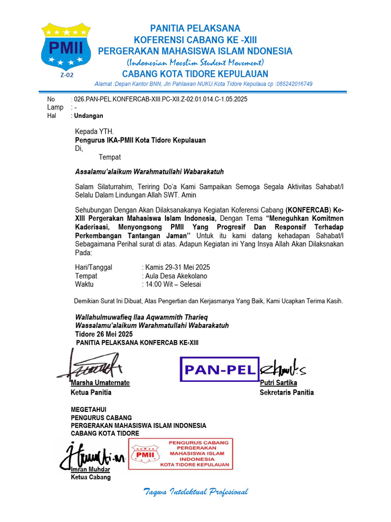 Undangan KONFERCAB XIII PMII Tidore | PDF