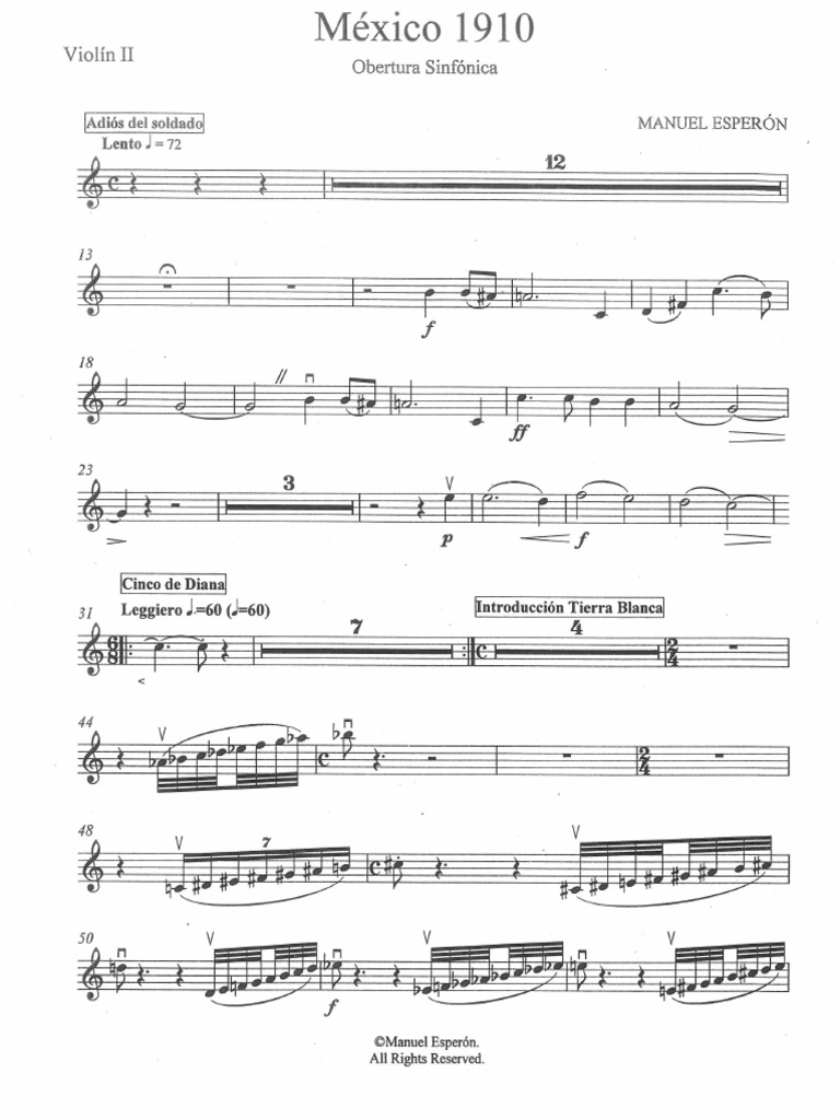 Esperon Manuel - Mexico 1910, Violin 2 | PDF