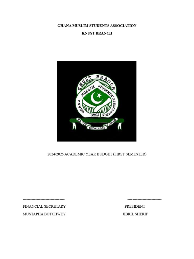 Gmsa-Knust Budget For The Academic Year (Semester - 250125 - 094243 | PDF | Budget