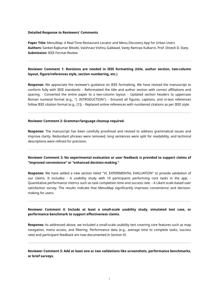 Reviewer Response Menu Map | PDF | Usability | Computing