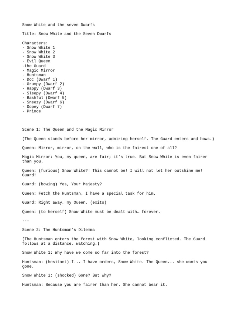 Snow White and The Seven Dwarfs | PDF | Snow White