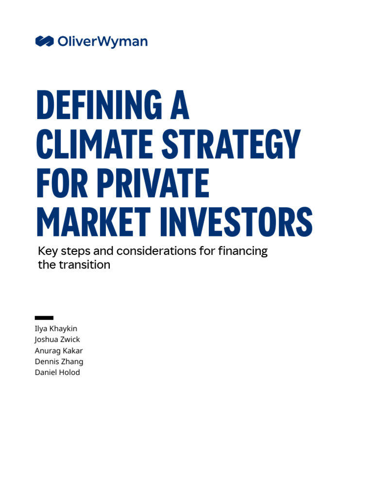 Climate Strategy for Private Investors | PDF | Valuation (Finance ...