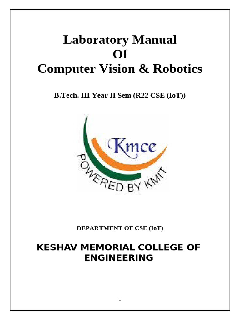 Computer Vision Lab Manual for B.Tech | PDF | Computer Vision | Image ...