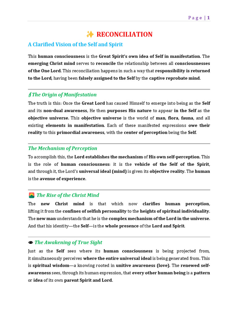 Reconciliation Through Christ | PDF | Idea | Consciousness