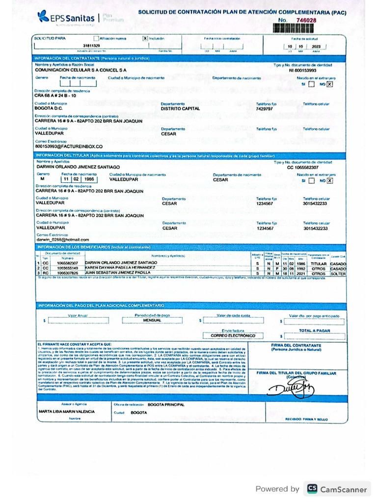 Solicitud de Contratación Plan de Atención Complementaria | PDF