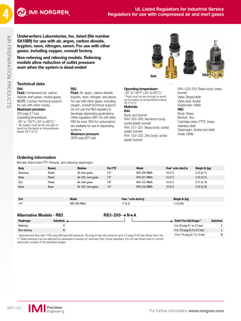 R44, R83 UL Listed Regulators | PDF | Valve | Atmosphere Of Earth
