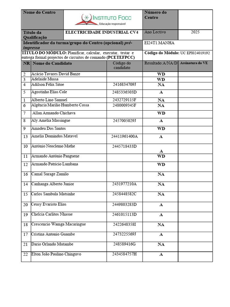 PAUTA-CV4-FOCO T-1 - 2025 | PDF