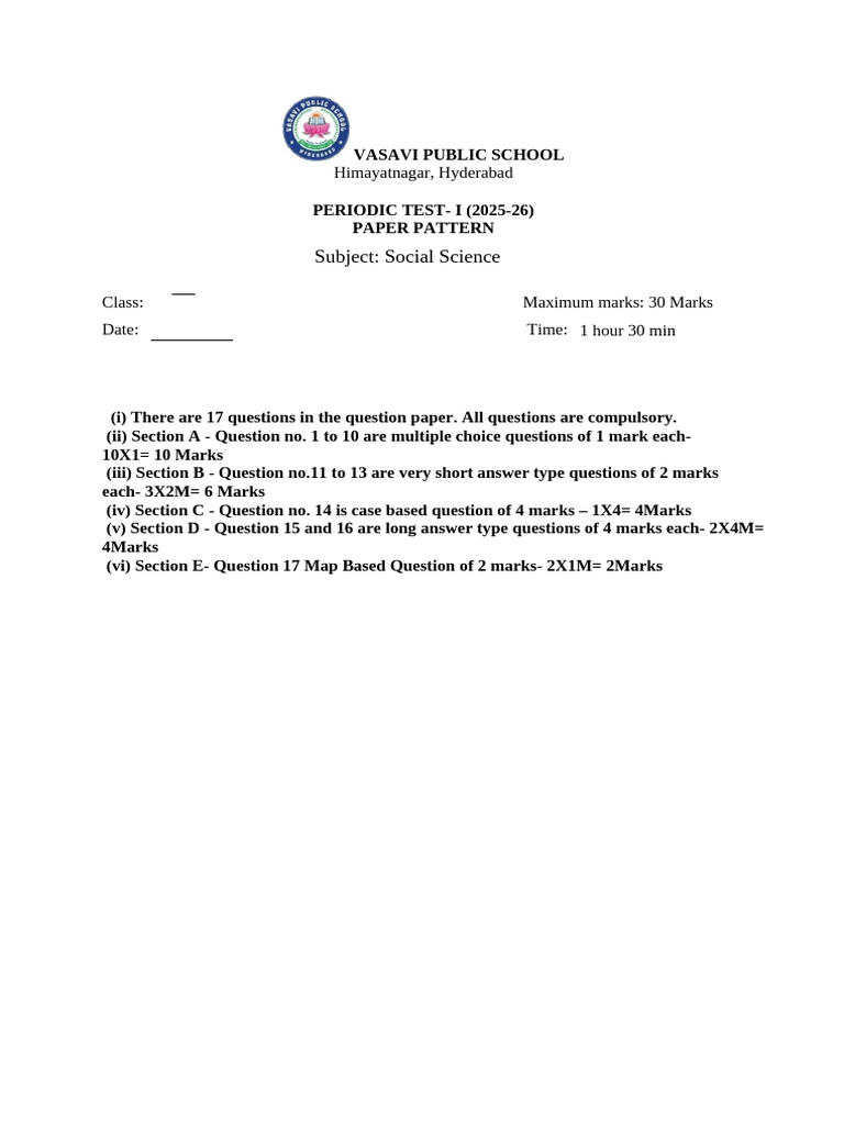 Social Science Paper Pattern | PDF