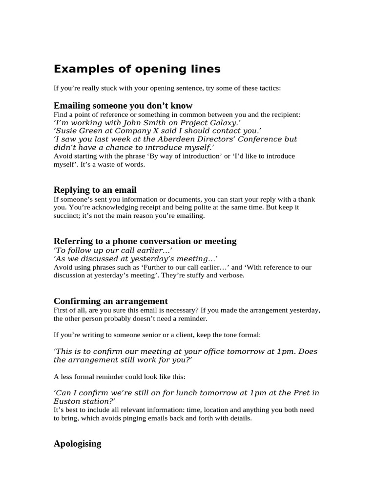 Effective Email Opening Lines | PDF