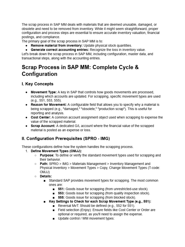 Scrap Process in Sap MM With Complete Configuratio... | PDF | Inventory ...