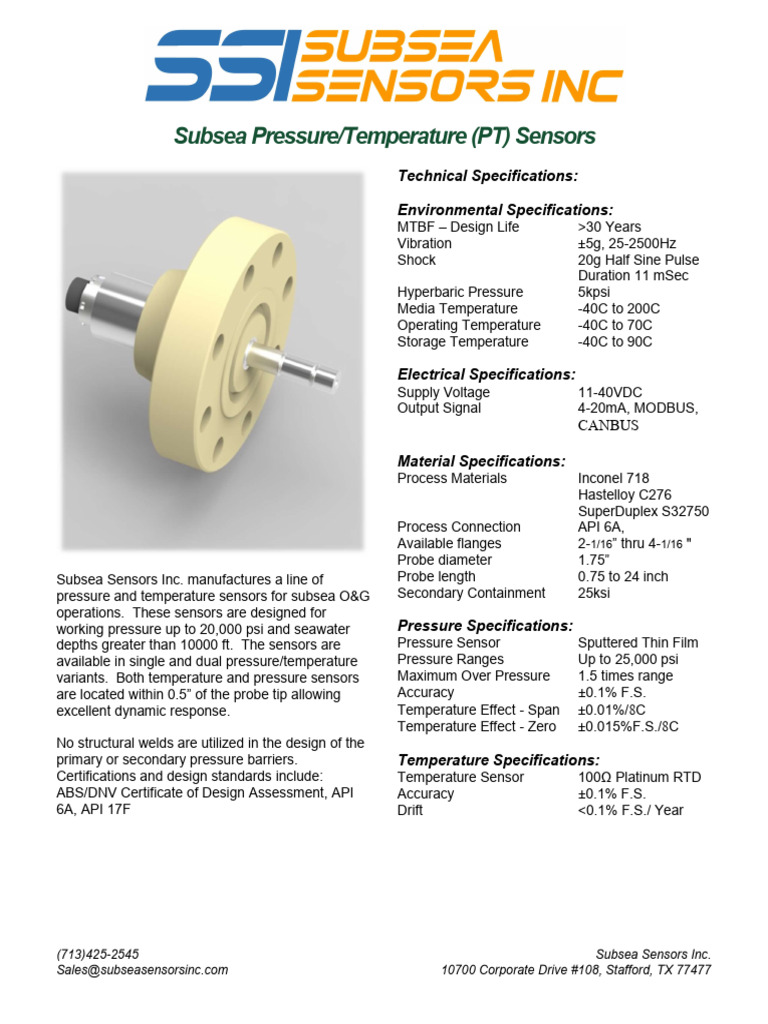 Wellbore Sensor Data Sheet R7 | PDF | Pressure | Sensor