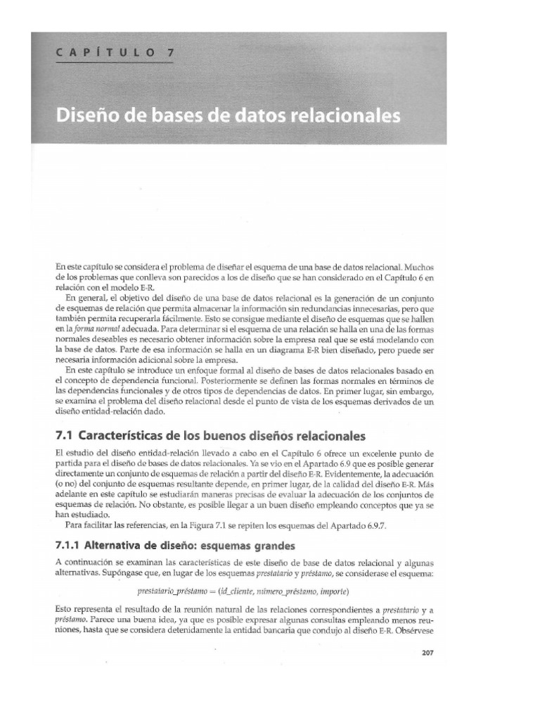 Capitulo 7 - Diseño de Base de Datos Relacionales | PDF