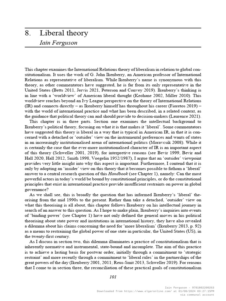 Liberal Theory and Global Governance Insights | PDF | Liberalism | John ...