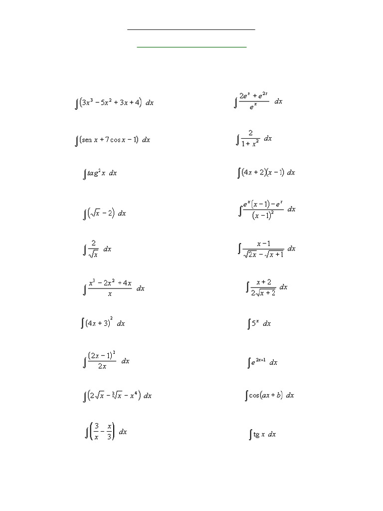 Ejercicios de Integrales Resueltas | PDF