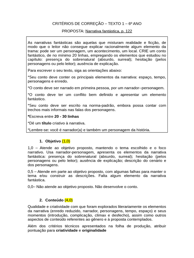 REDAÇÃO - 2et - Barema Treinamento 1 - 6 Ano | PDF | Narrativa | Contos