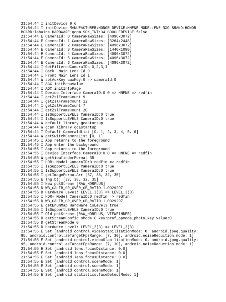 Honor FNE-NX9 Camera Configuration Logs | PDF | Computer Hardware ...