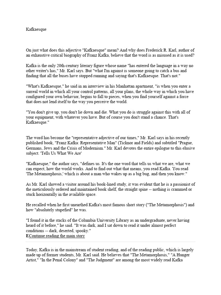 Kafkaesque | PDF | Franz Kafka | Psychoanalysis