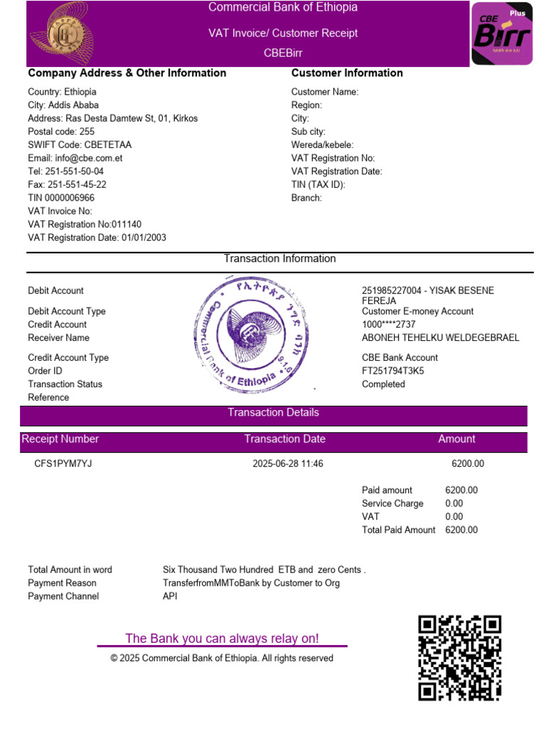 CBE VAT Invoice Receipt Template | PDF | Receipt | Value Added Tax