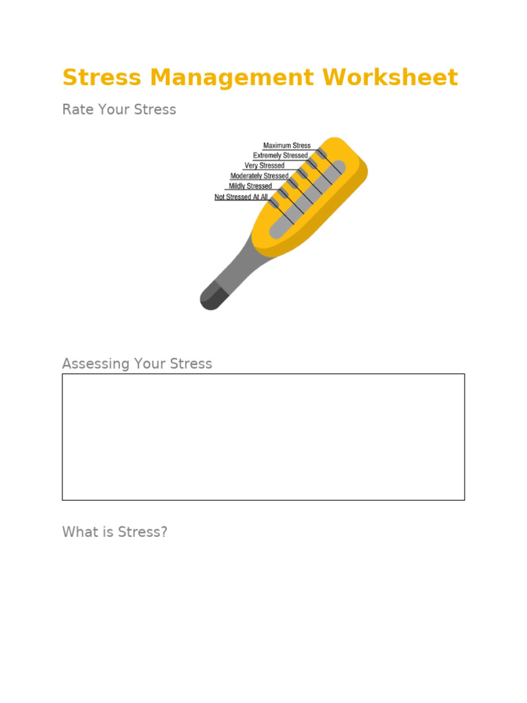 Stress Management Worksheet Guide | PDF