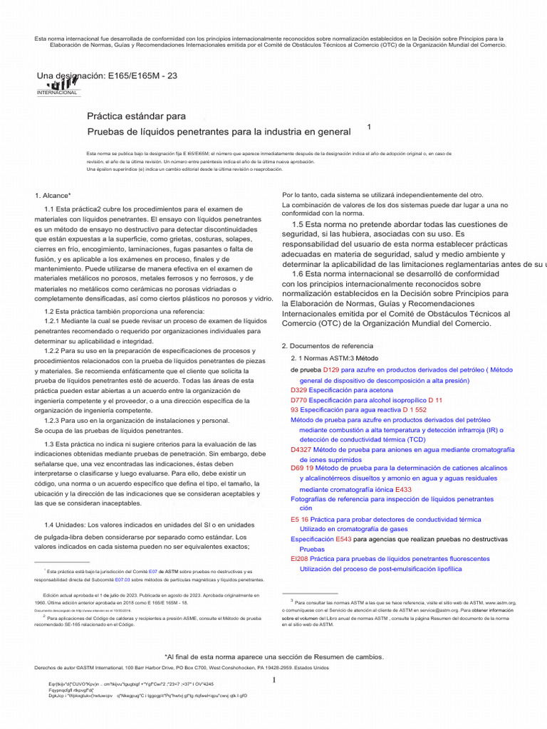 Astm E165 - E165m-23 | PDF | Agua | Líquidos
