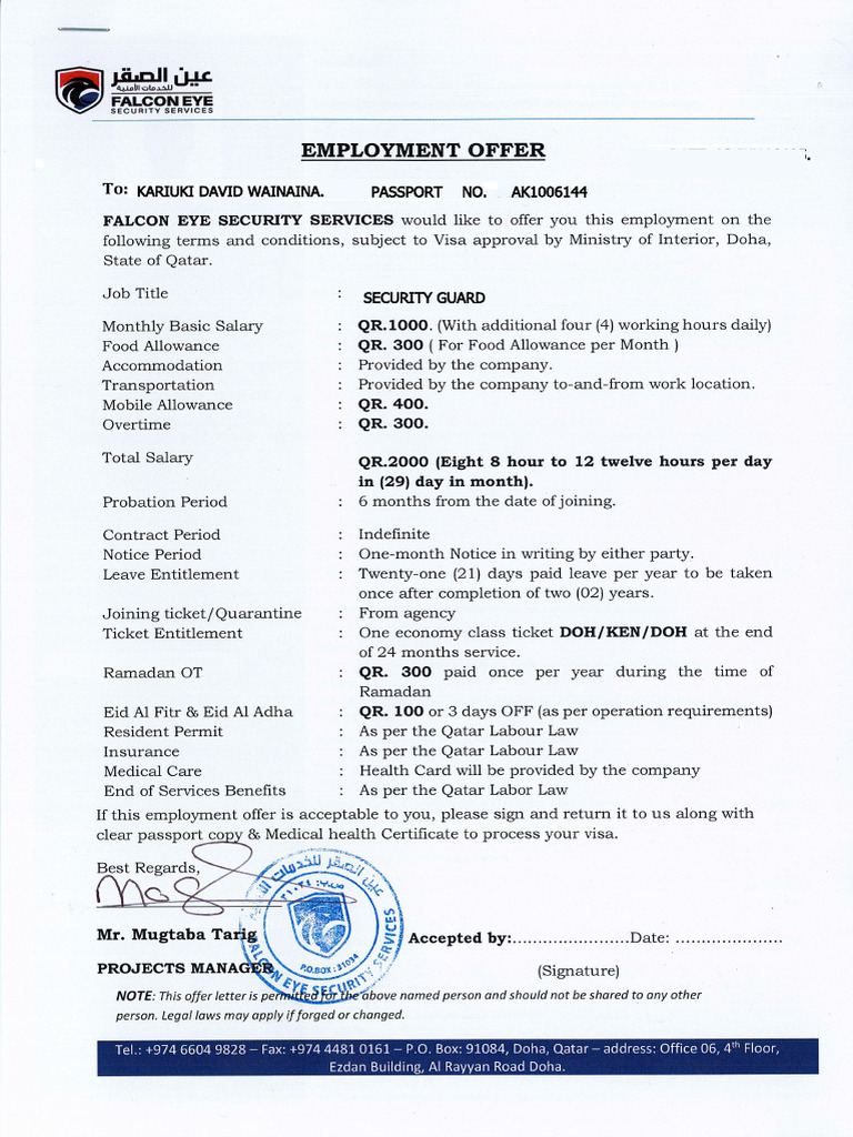 Kariuki David Wainaina. Passport No. AK1006144: DATE. 03 JULY 2025 | PDF