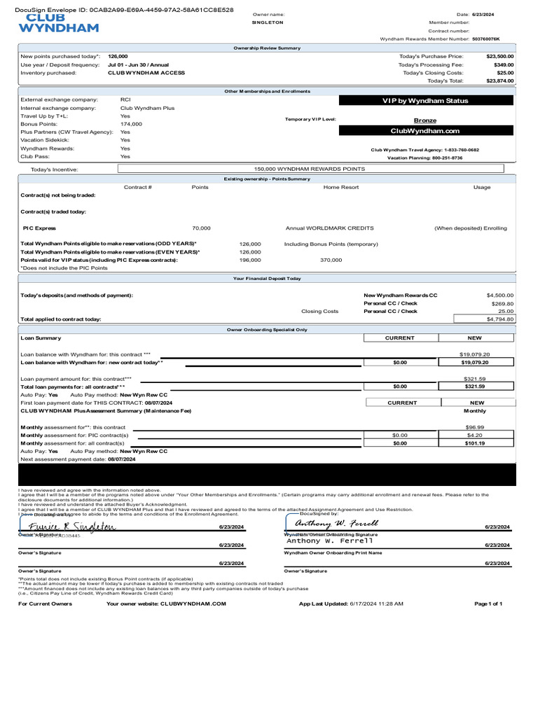 SINGLETON 2024 Contract 00084-2400275 | PDF | Credit | Finance & Money Management