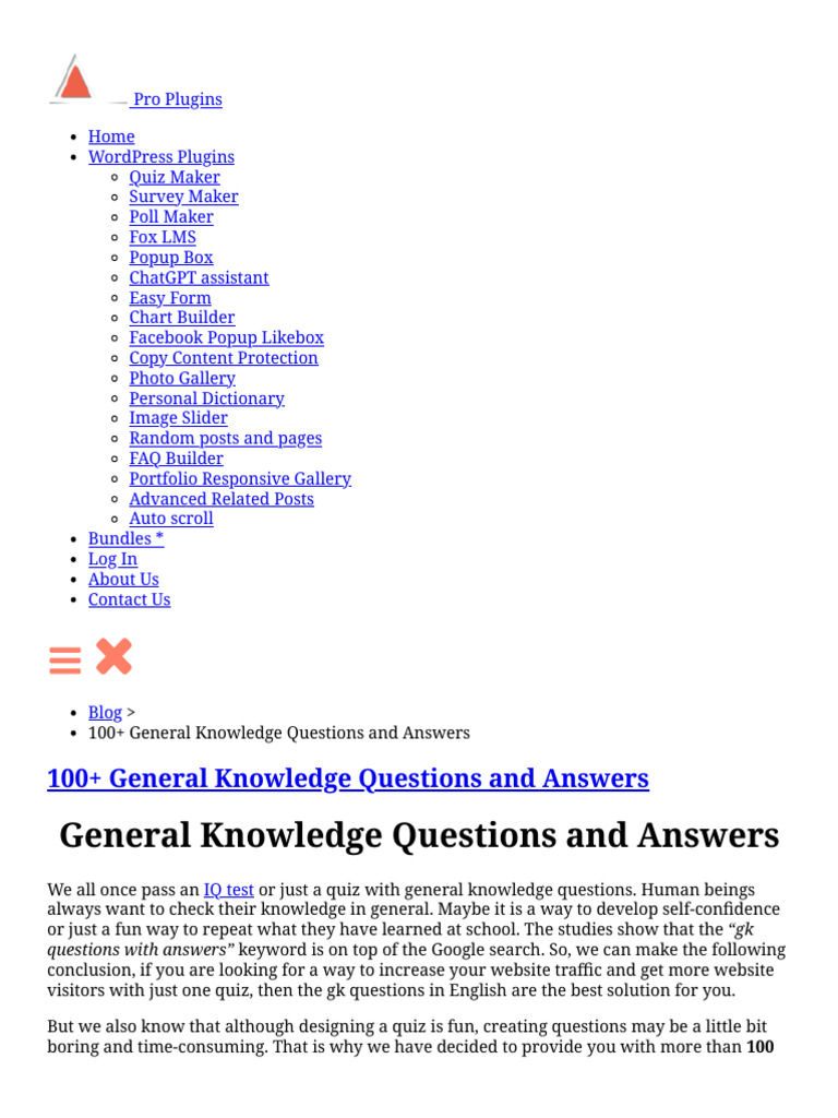 100+ General Knowledge Quiz Questions | PDF | Planets | Chemical Elements