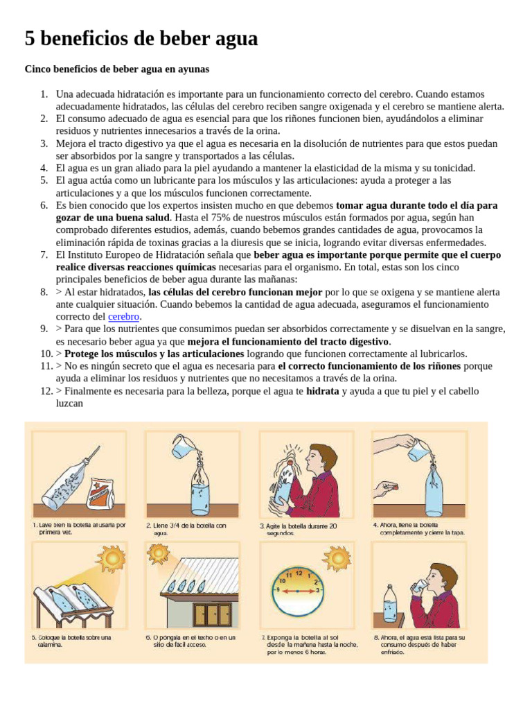 Beneficios de beber agua en ayunas | PDF