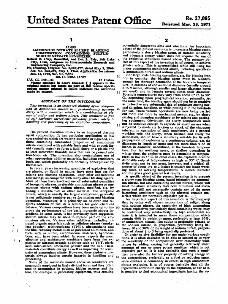 Ammonium Nitrate Slurry Blasting Agent | PDF | Nitrate | Sulfur