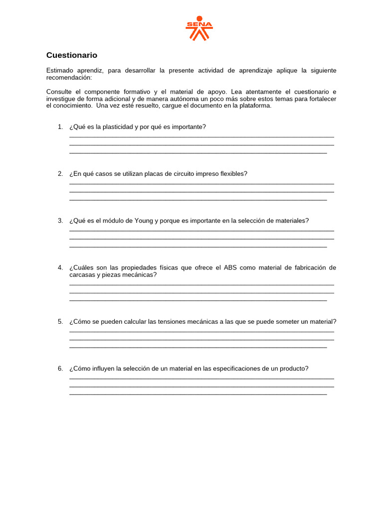 Cuestionario Tensiones Elast | PDF