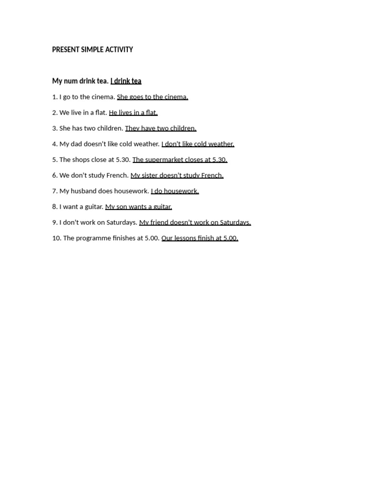 Present Simple Activity | PDF