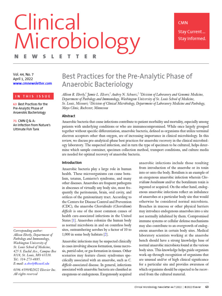 Best Practices For The Pre-Analytic Phase of Anaerobic Bacteriology | PDF | Cellular Respiration ...